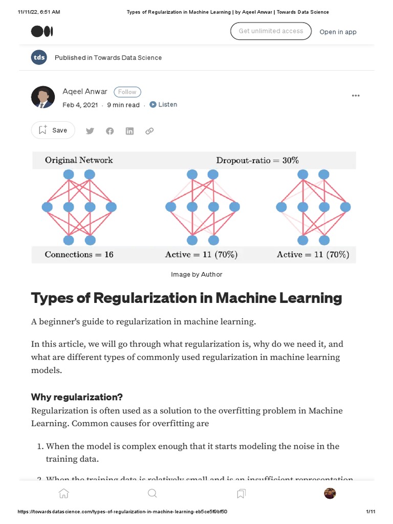 Types of Regularization in Machine Learning - by Aqeel Anwar - Towards Data Science | PDF ...