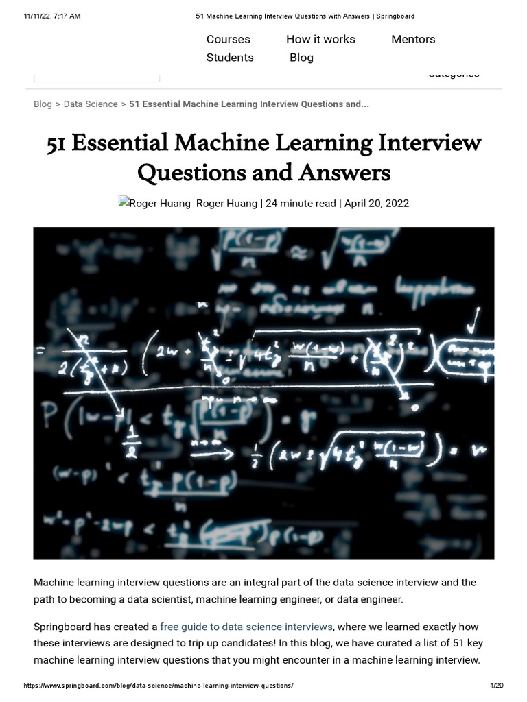 51 Machine Learning Interview Questions With Answers - Springboard | PDF | Machine Learning ...