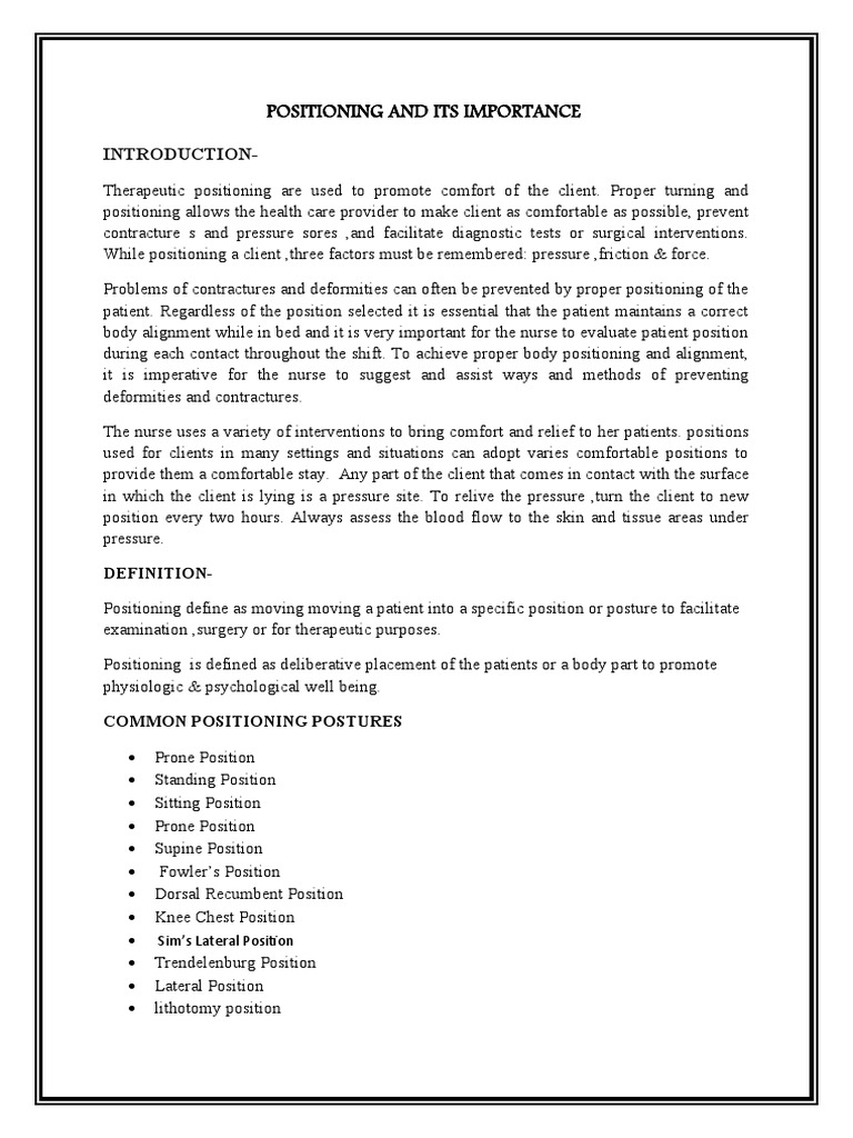 Positioning and Its Importance | PDF | Anatomical Terms Of Motion ...