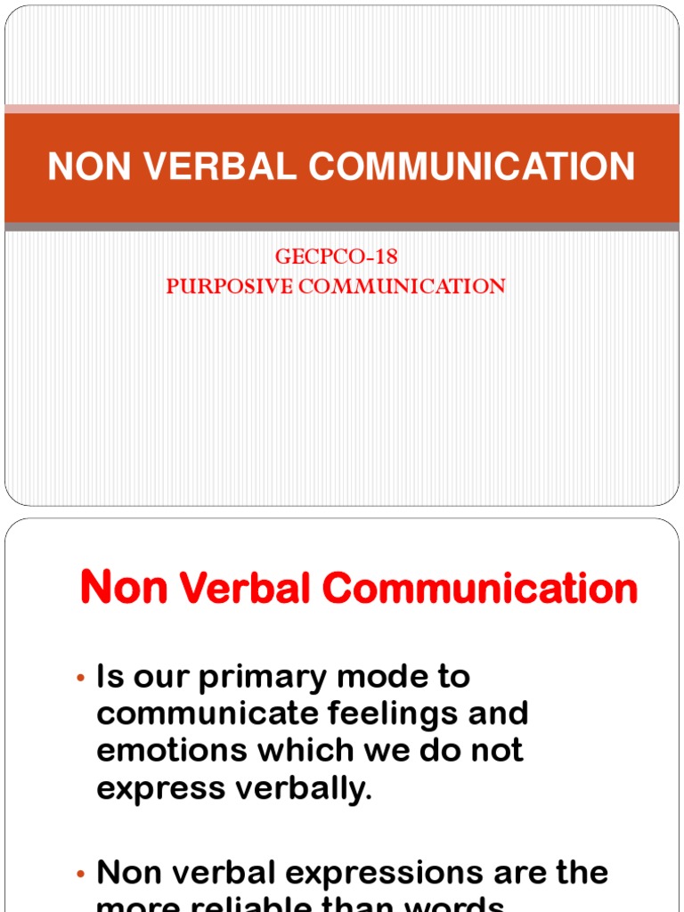 Lecture - Verbal Non Verbal Comm | PDF | Nonverbal Communication ...