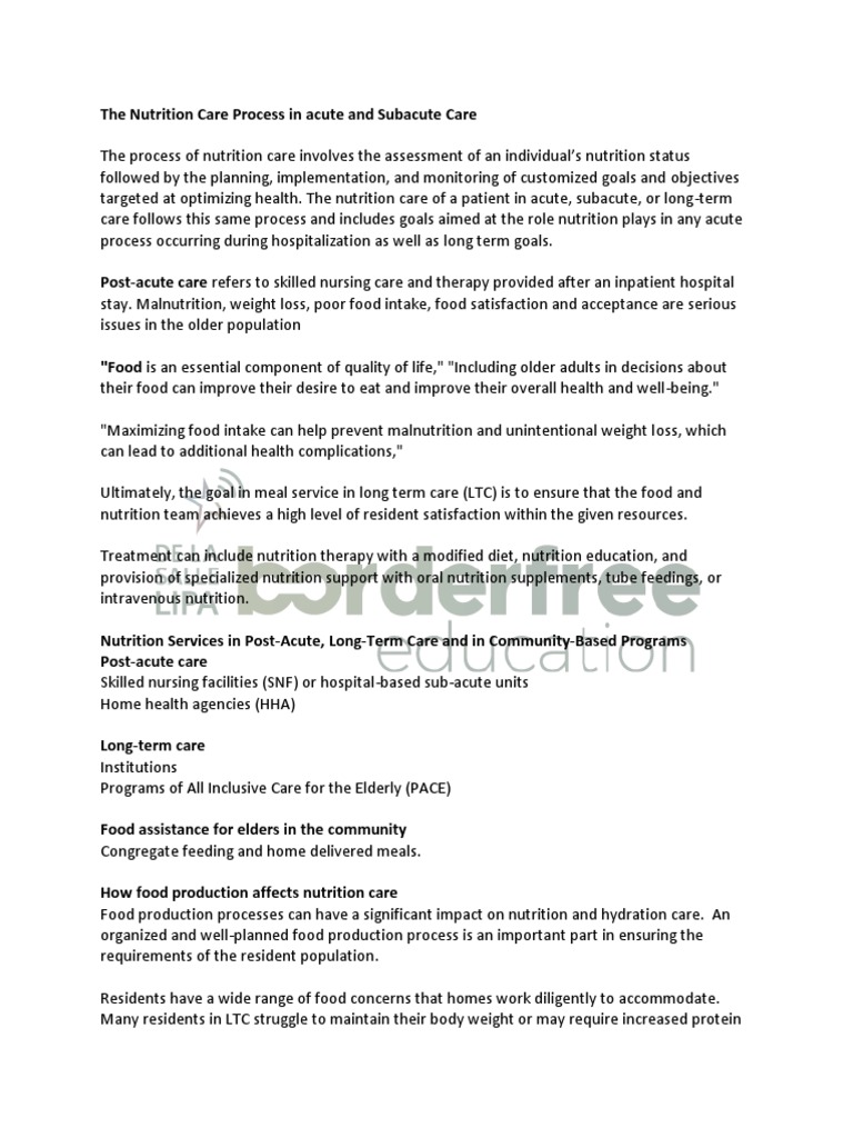 Ensuring Quality Nutrition and Hydration Care Through Effective Food ...