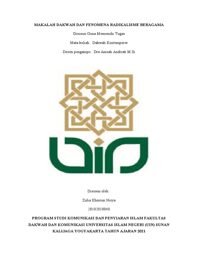 Makalah Dakwah Dan Fenomena Radikalisme Beragama | PDF