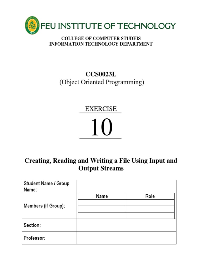 Lab Exp 10 Creating Reading And Writing A File Using Input And Output Streams Pdf
