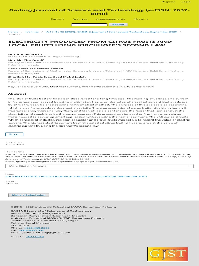 ELECTRICITY PRODUCED FROM CITRUS FRUITS AND LOCAL FRUITS USING ...