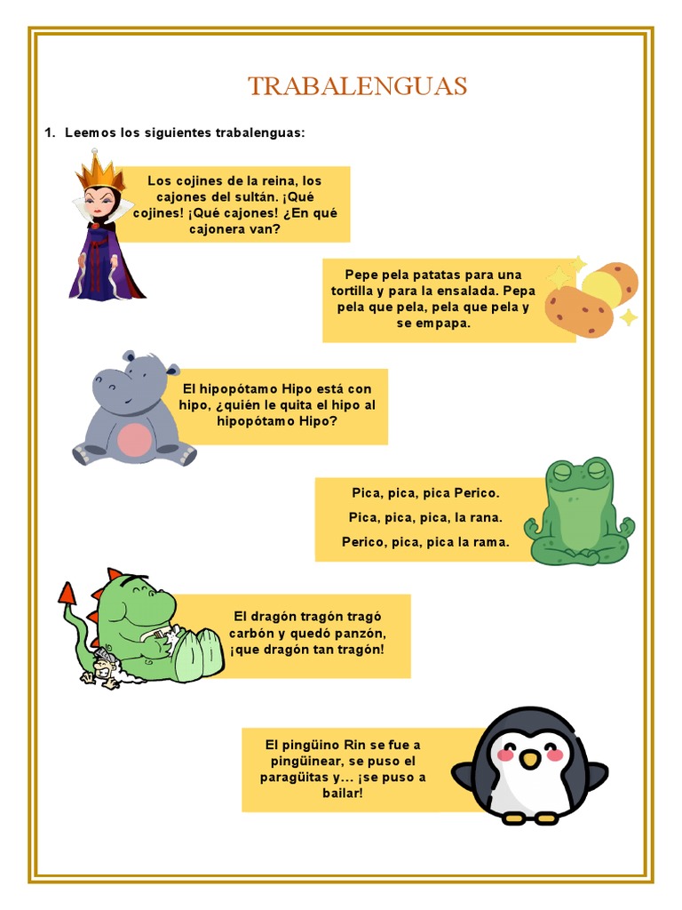 Ficha de Trabalenguas | PDF