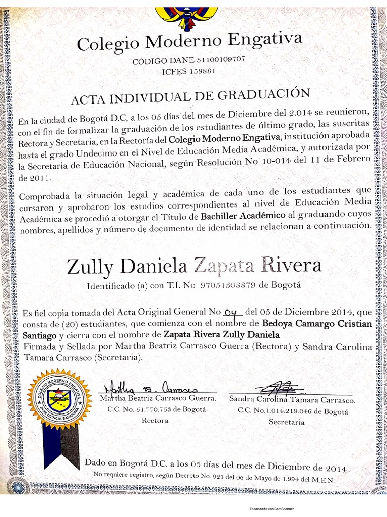 Acta de Bachiller | PDF