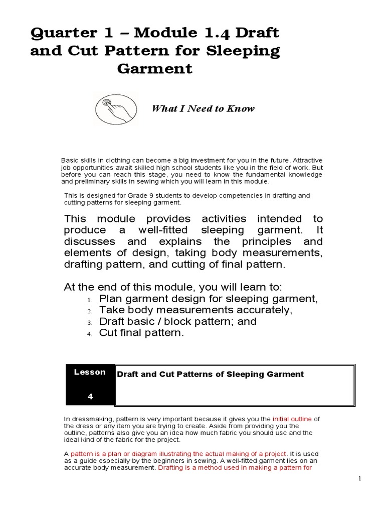 Drafting Patterns for Sleeping Garments | PDF | Seam (Sewing) | Sewing