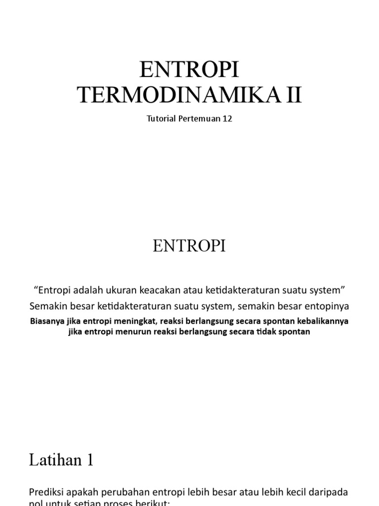 Entropi dan Kesepontanan Reaksi | PDF | Metode & Bahan Ajar | Sains & Matematika