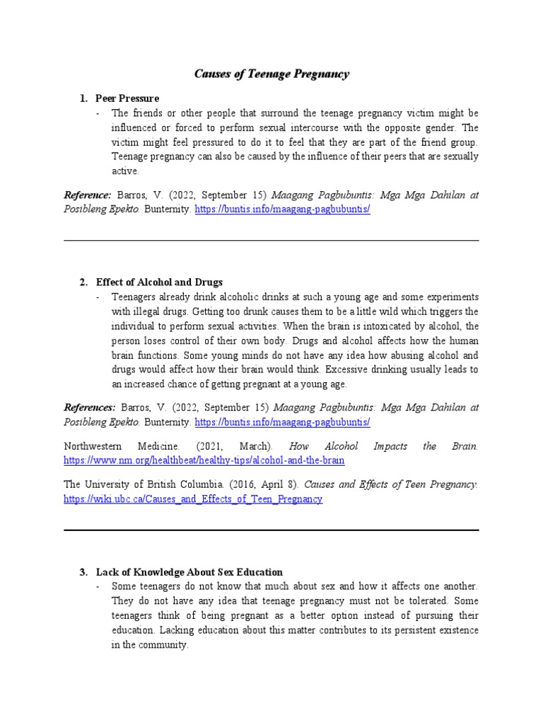 Causes and Effects of Teen Pregnancy | PDF | Teenage Pregnancy ...