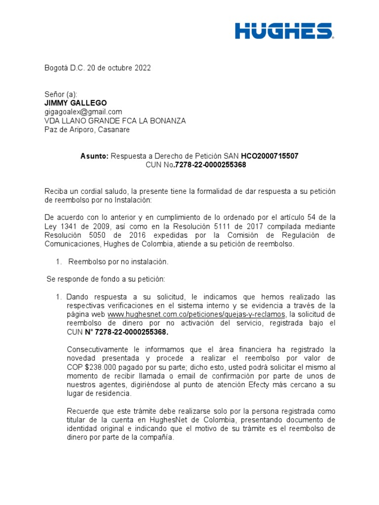 Respuesta DP Jimmy Gallego | PDF