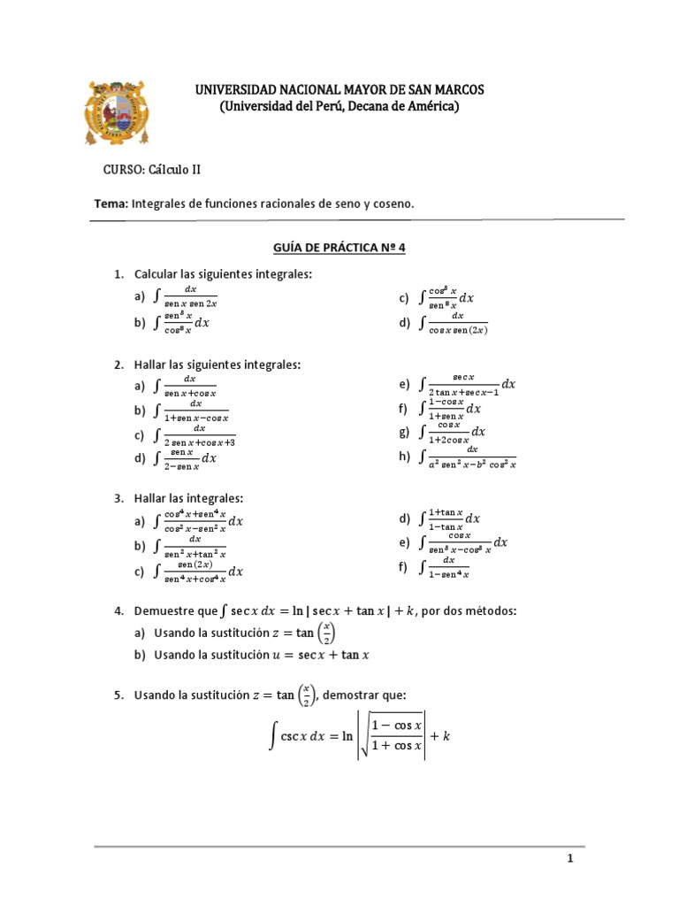 Guia 4 de Calculo Ii | PDF | Integral | Relaciones matematicas