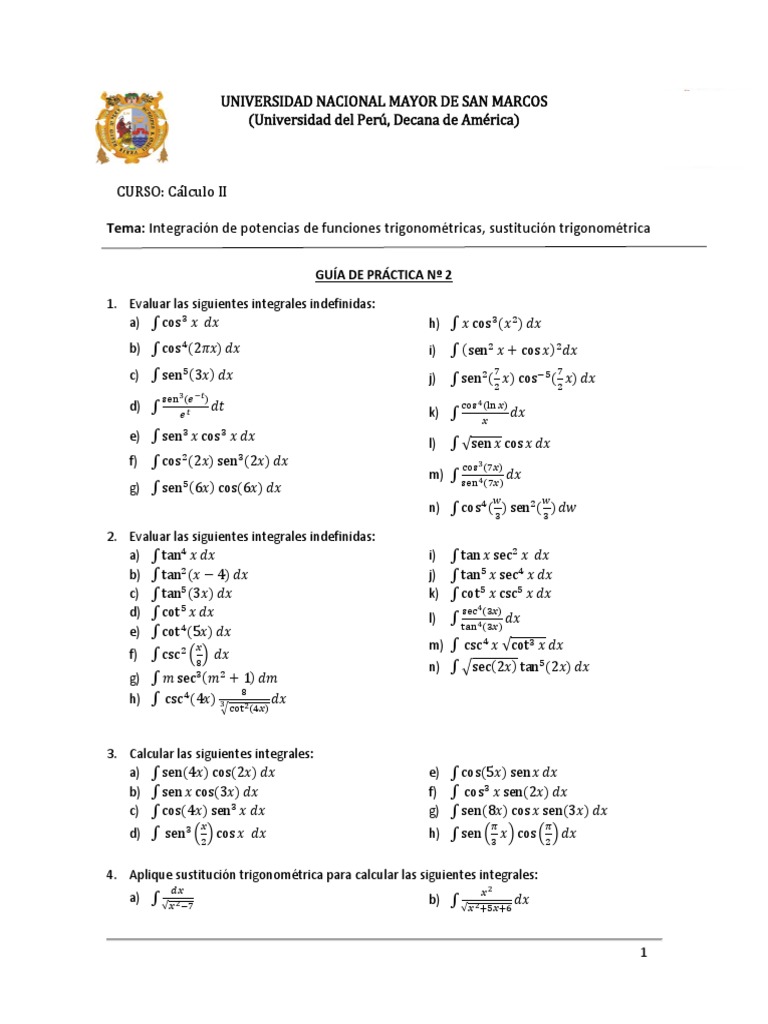 Guia 2 de Calculo Ii | PDF | Integral | Análisis matemático