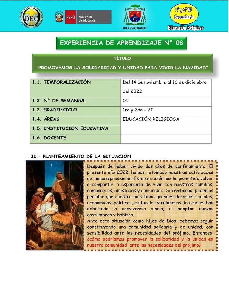 A. 1° y 2°EXPERIENCIA DE APRENDIZAJE N° 08 (3) | PDF