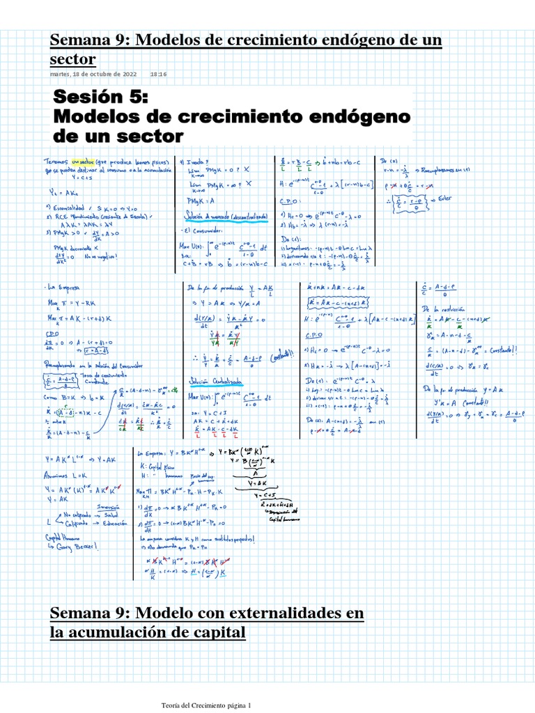 Semana 9 Modelos de Crecimiento Endógeno de Un Sector | PDF | Finanzas ...