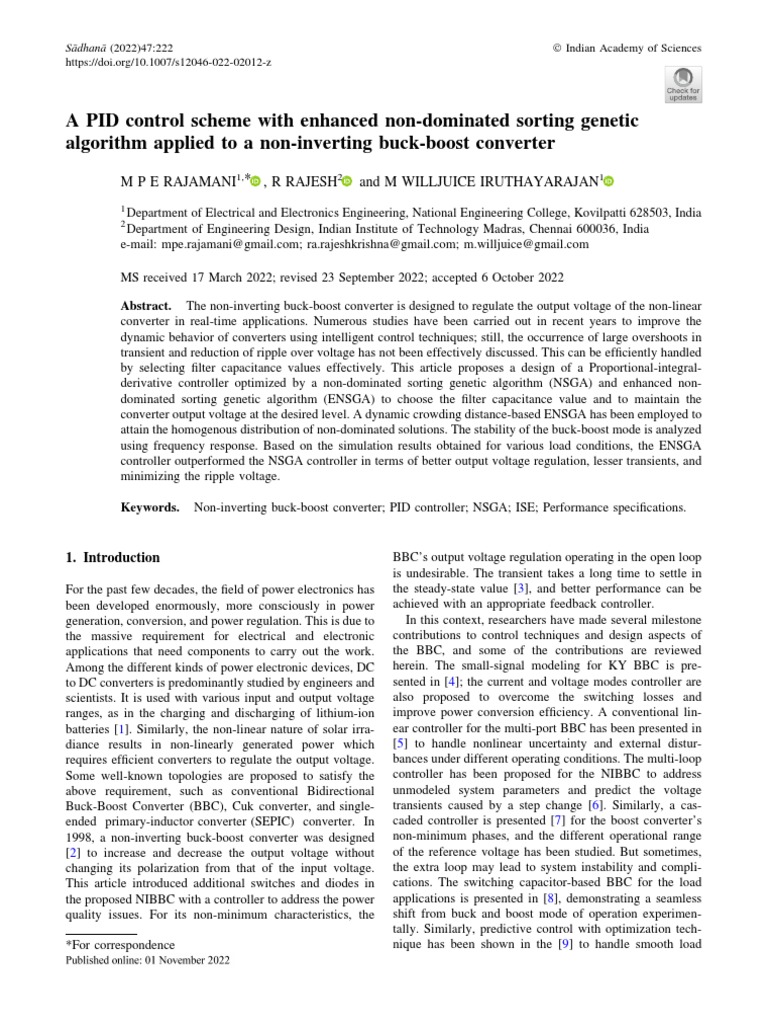 A PID Control Scheme With Enhanced Non-Dominated Sorting Genetic Algorithm Applied To A Non ...