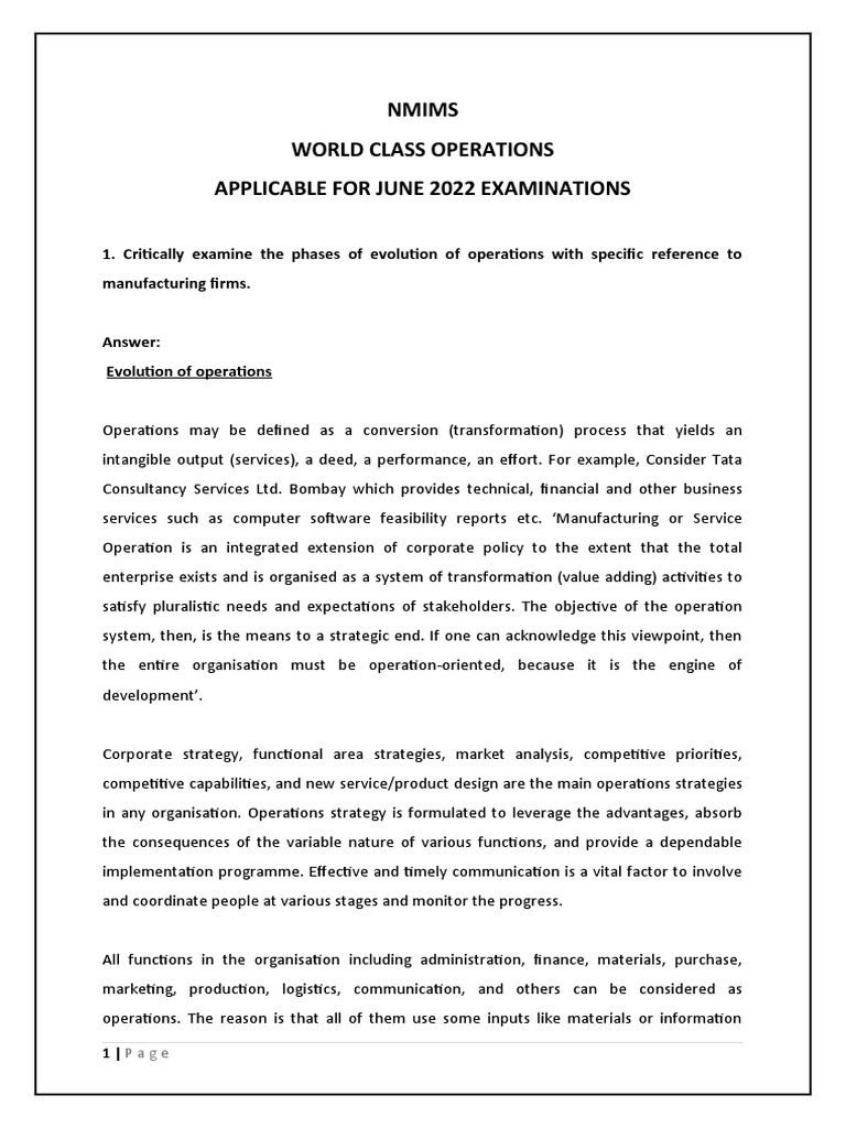 World Class Operations JUNE 2022 | PDF | Quality (Business ...