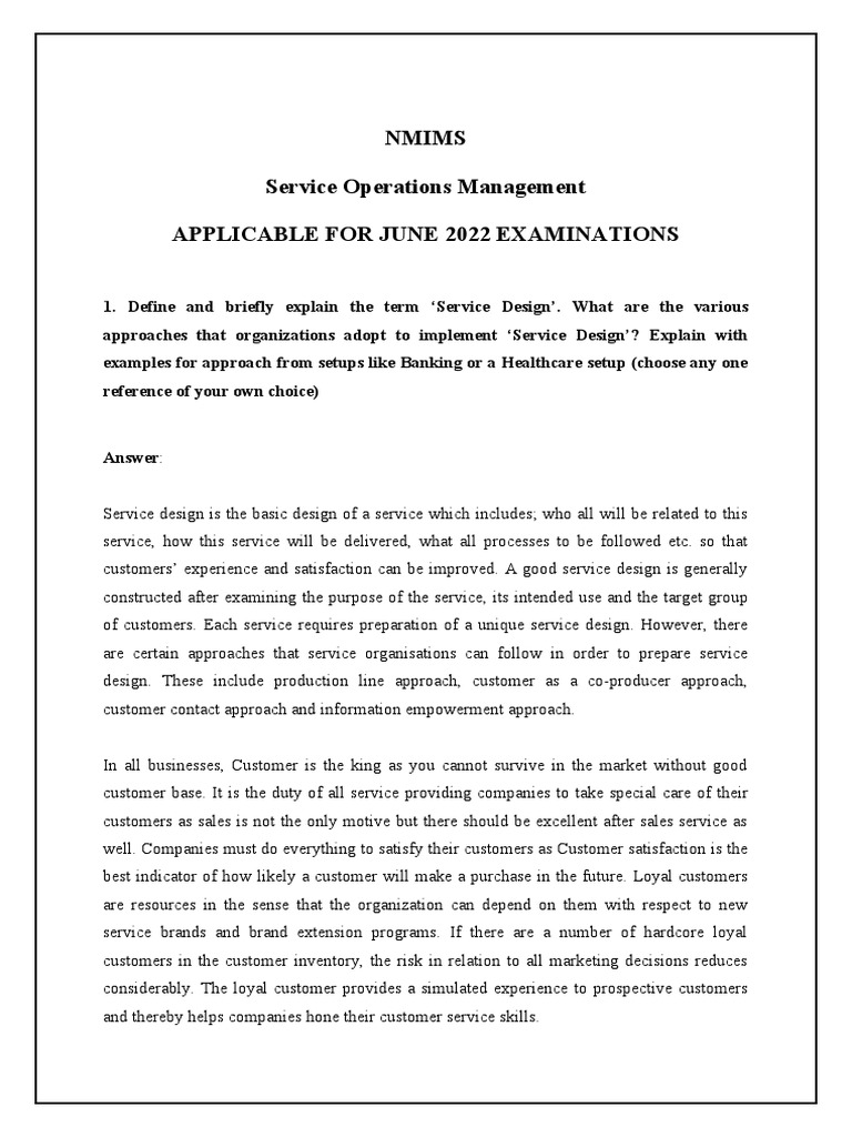 Service Operations Management JUNE 2022 | PDF | Operations Management ...