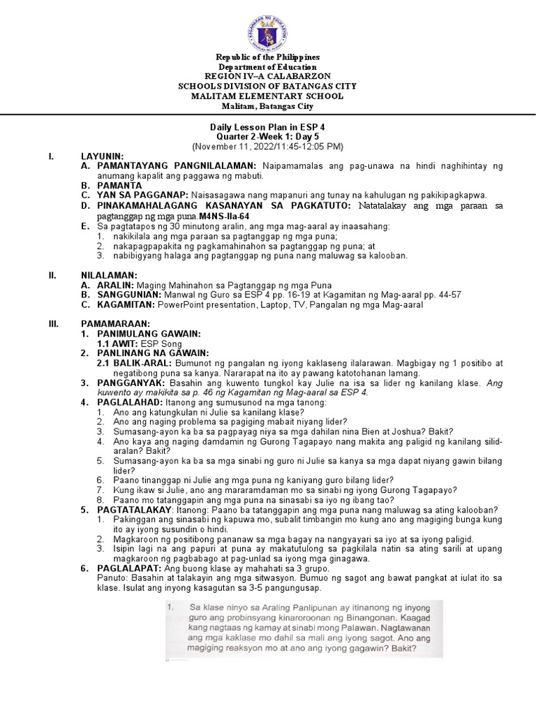 DLP - Q2 - W1 - Day 5 - ESP 4 | PDF