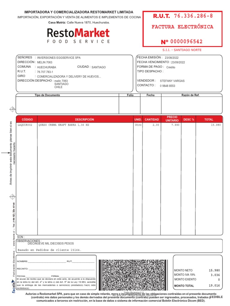(Facturas Electrónica Folio 96542 PDF | Descargar gratis PDF | Economias