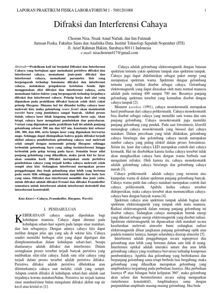 Difraksi Dan Interferensi Cahaya | PDF