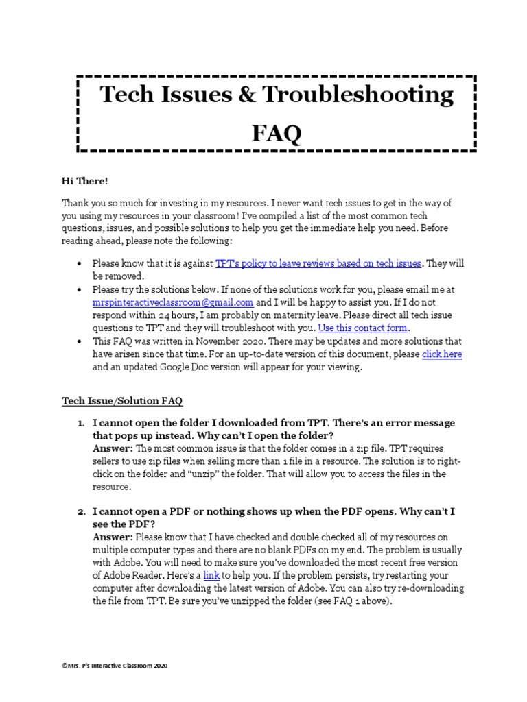 Tech Issues And Troubleshooting Faq Pdf Software Computing