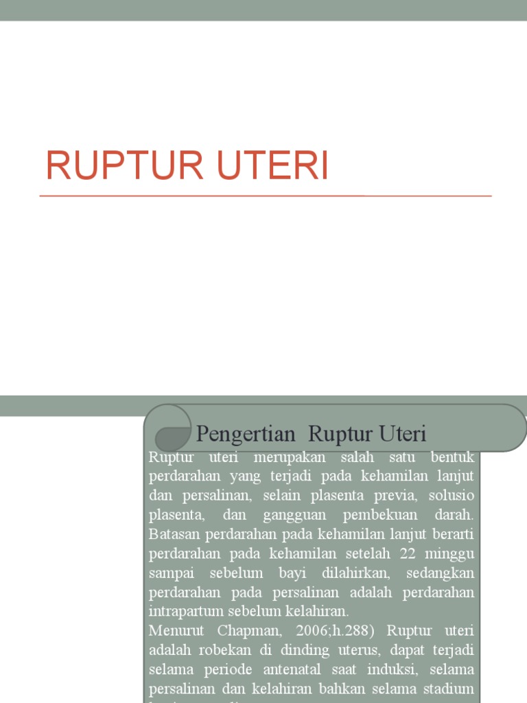 Ruptur Uteri | PDF | Kesehatan Holistik