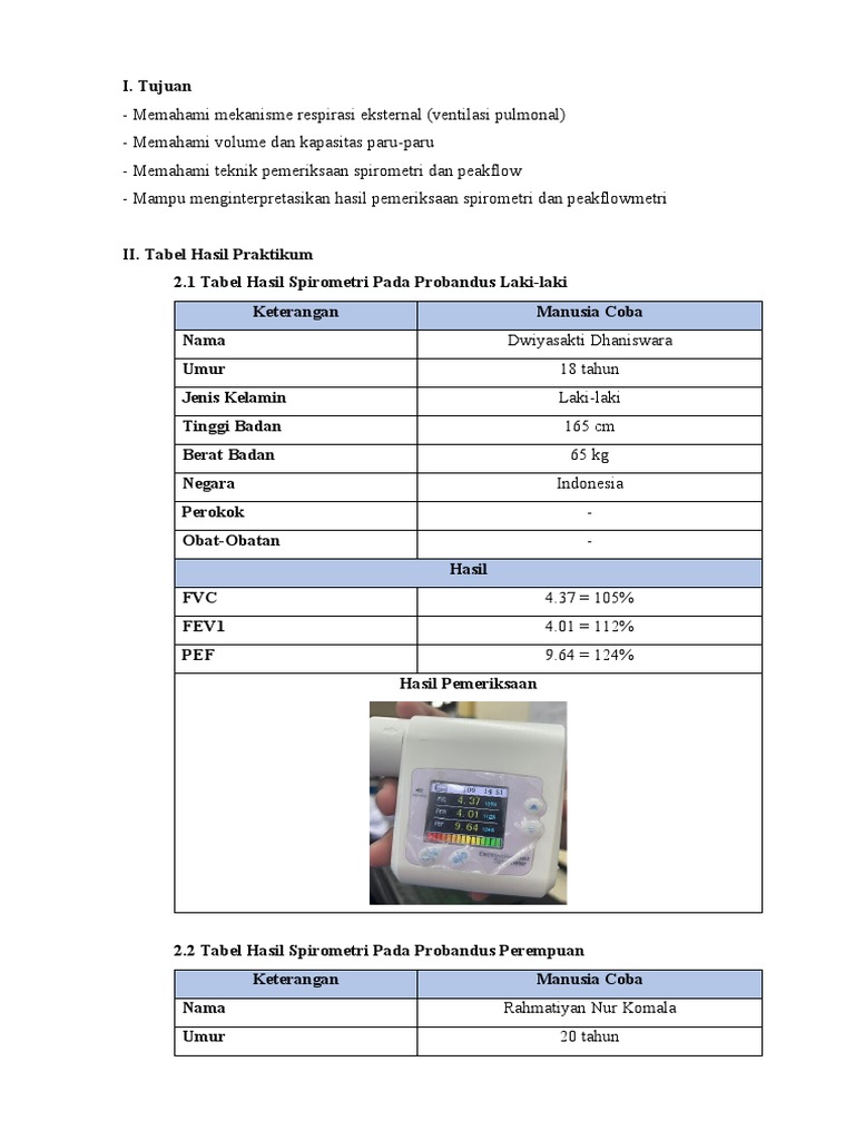 Analisis Hasil Spirometri dan Fungsi Paru-Paru | PDF