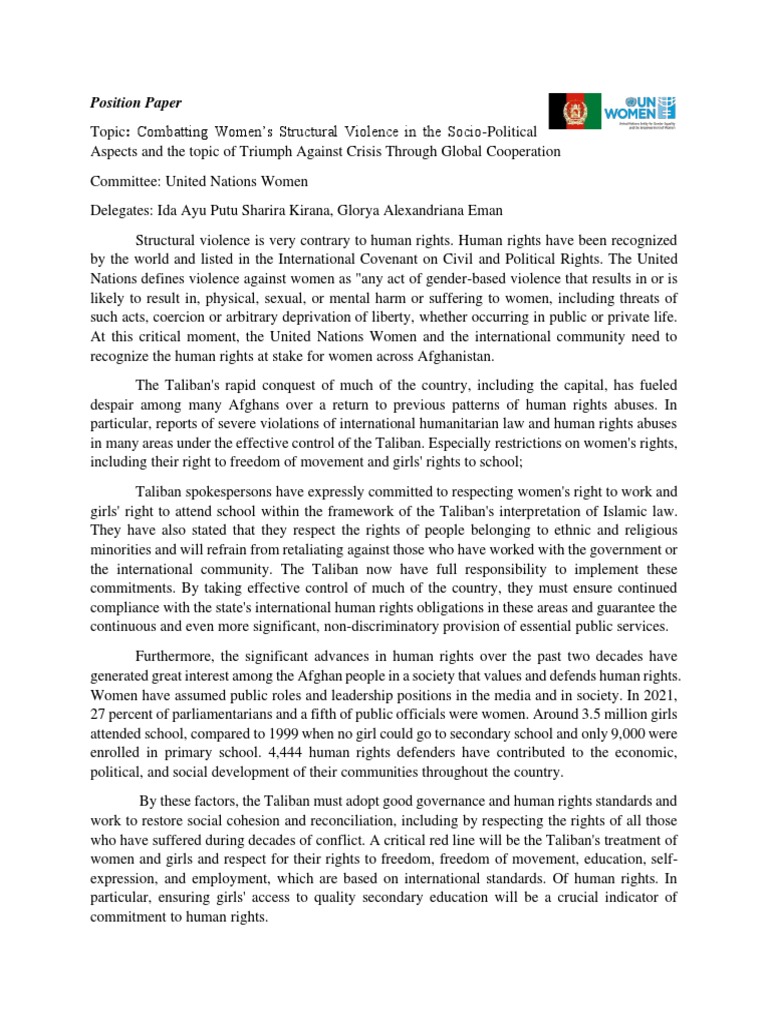 Position Paper Afghanistan | PDF | Taliban | Afghanistan