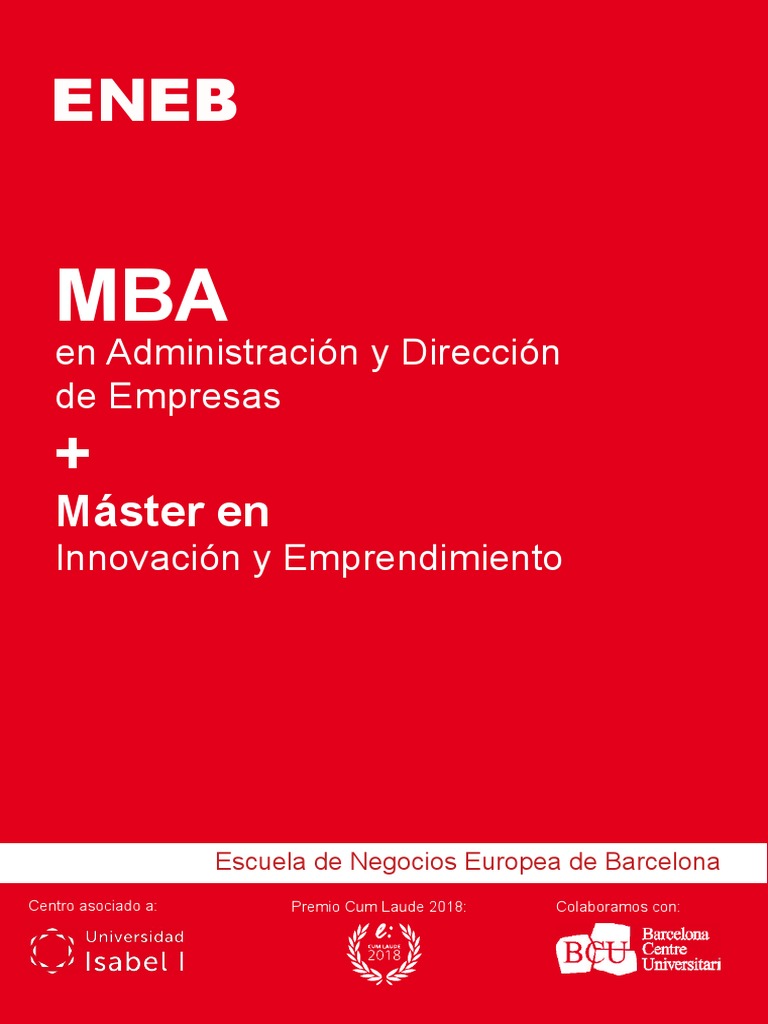 ENEB - MBA + Máster en Innovación y Emprendimiento | PDF | Máster en ...