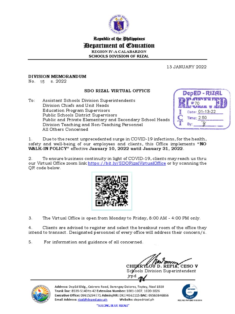 Division Memorandum No. 12, S. 2022 | PDF Division Memorandum No. 12, S. 2022 | PDF