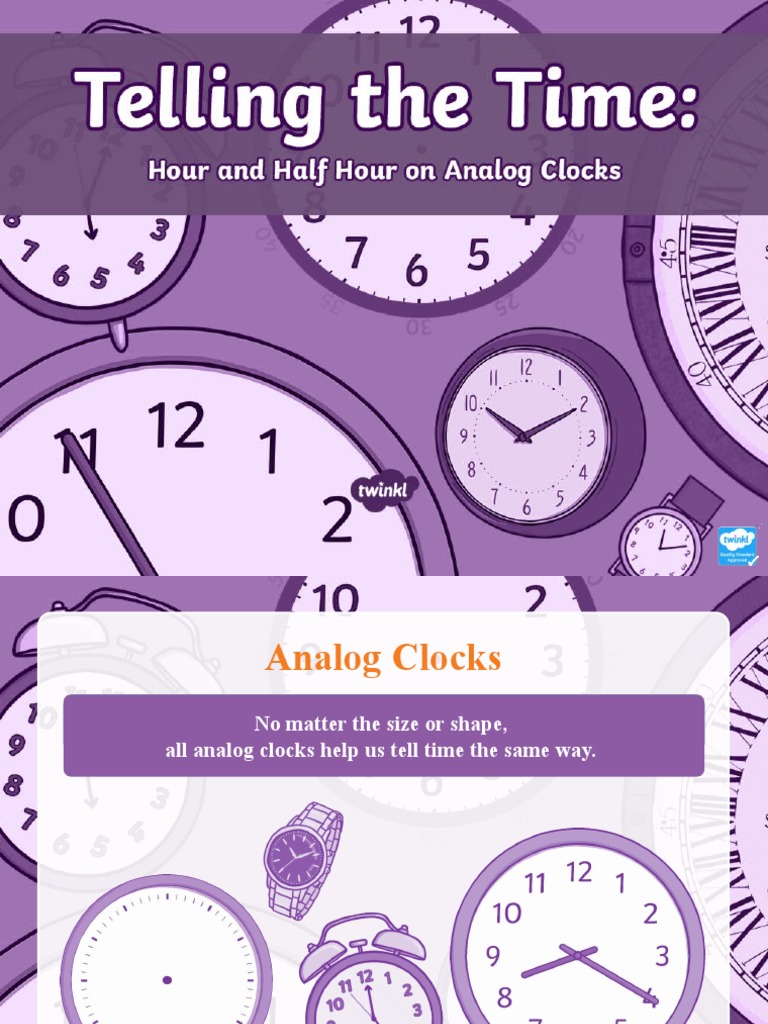 Us M 2548748 Telling The Time - Hour and Half Hour On Analog Clocks ...