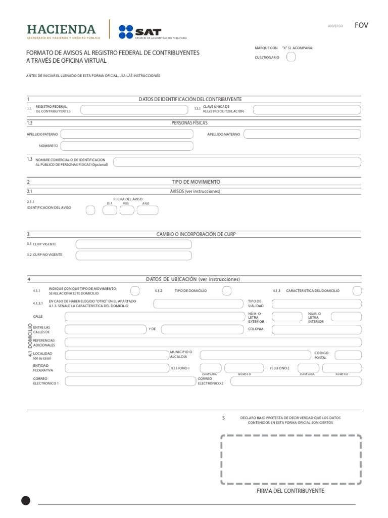 Formato FOV para Inscripción SAT | PDF | Gobierno