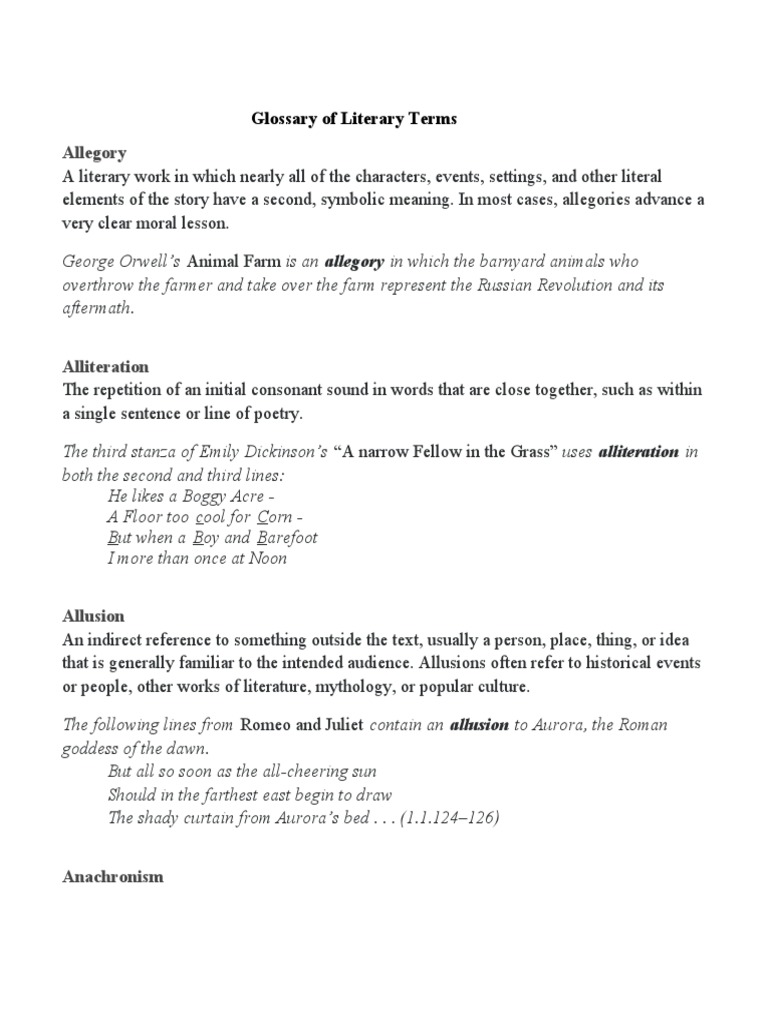 Glossary of Literary Terms | PDF | Poetry | Metre (Poetry)