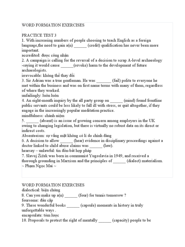 Word Formation Exercises | PDF | Cannabis (Drug) | Tetrahydrocannabinol
