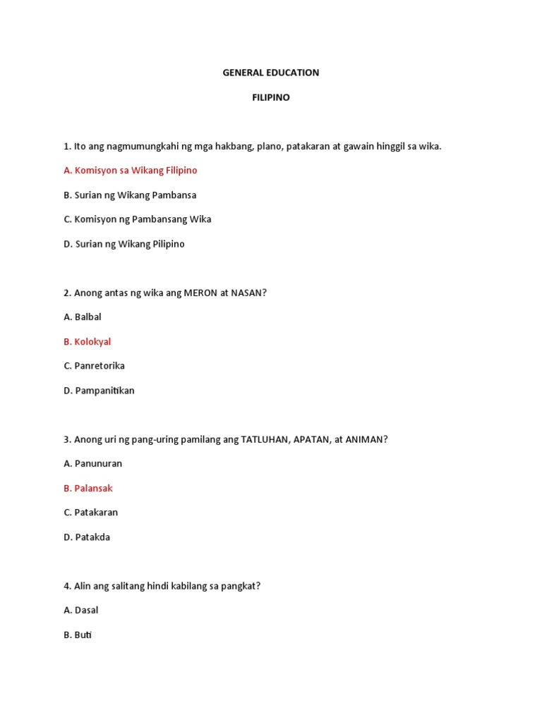 FILIPINO Word | PDF