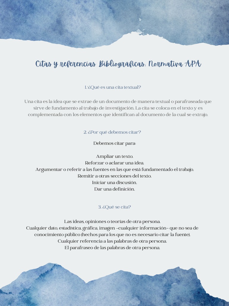 Citas y Referencias Bibliográficas: Normativa APA: '¿Qué Es Una Cita Textual? 1 | PDF | Citación ...