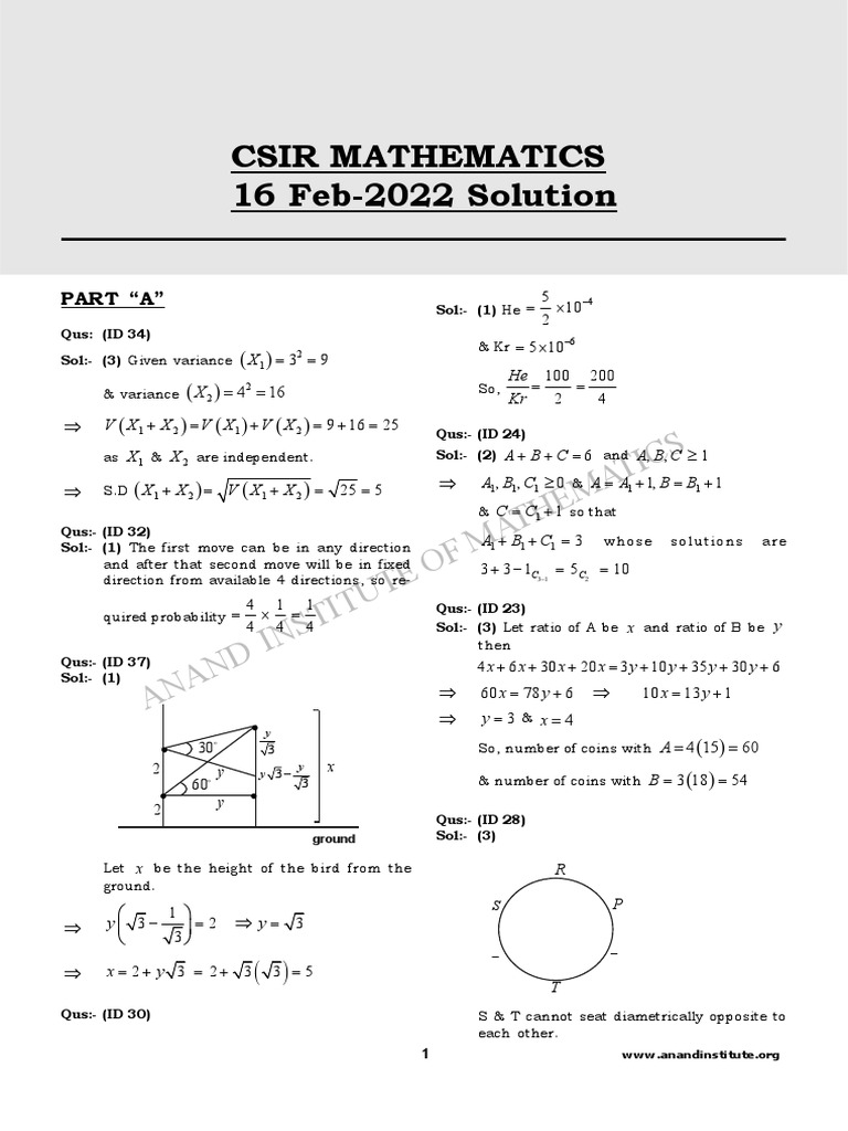 Csir Maths 16 February 2022 Solutions | PDF | Eigenvalues And ...