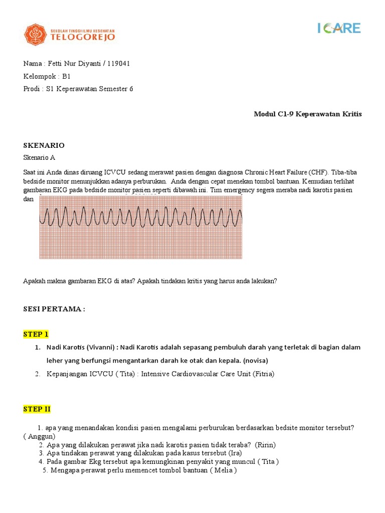 Fetti Nur Diyanti - 119041 - HASIL TUTORIAL MODUL C1-9 KEPERAWATAN KRITIS 2022 | PDF