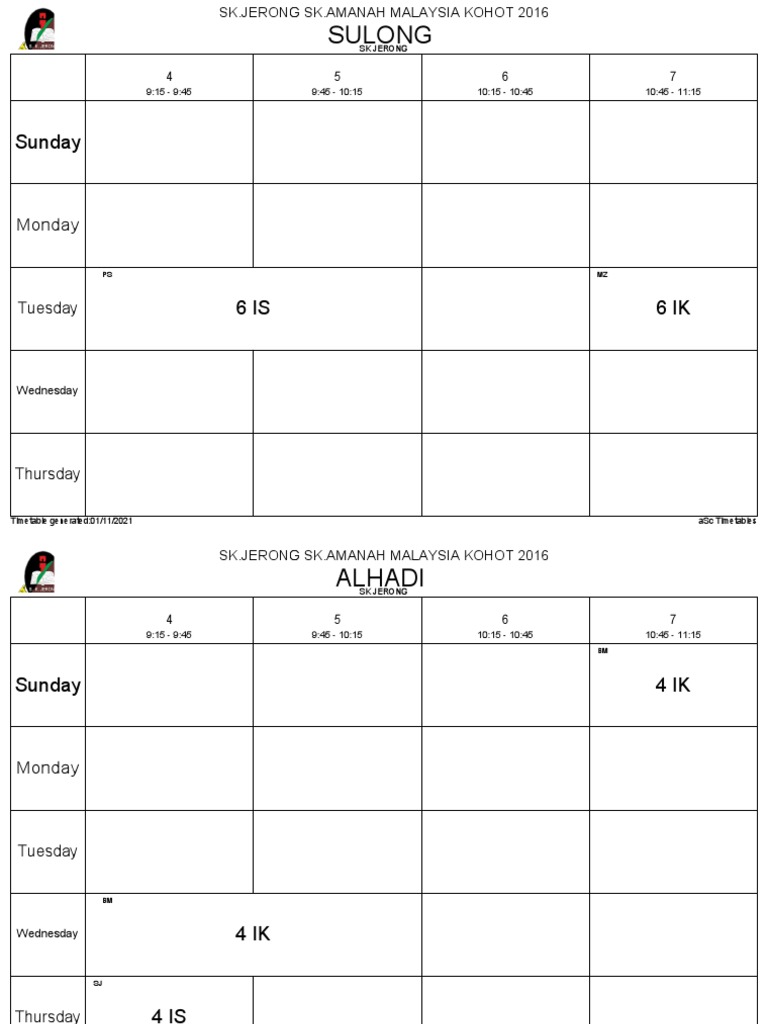 jadual bertugas rehat | PDF