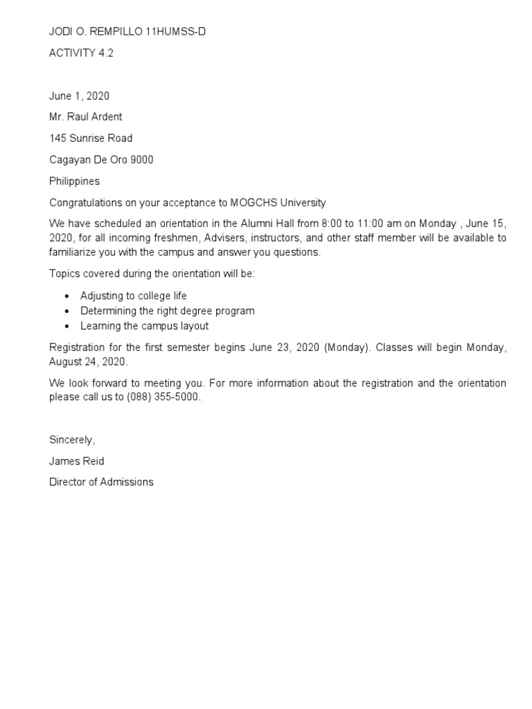 MOGCHS University Orientation Details | PDF