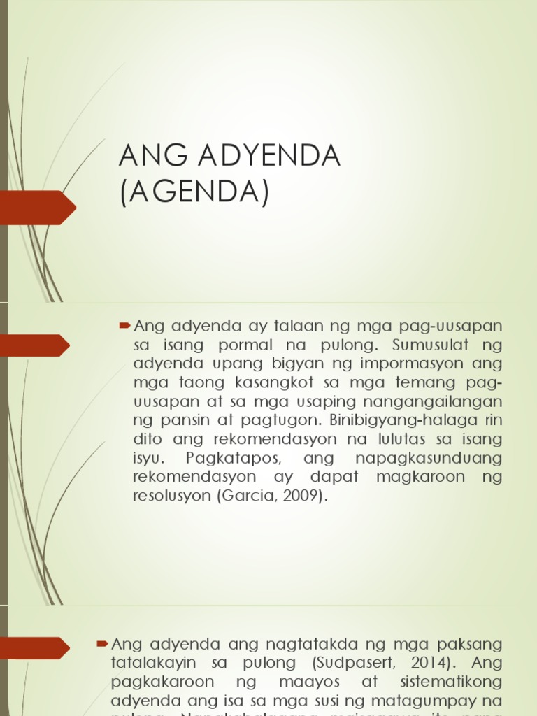 Ang Adyenda (Agenda) | PDF