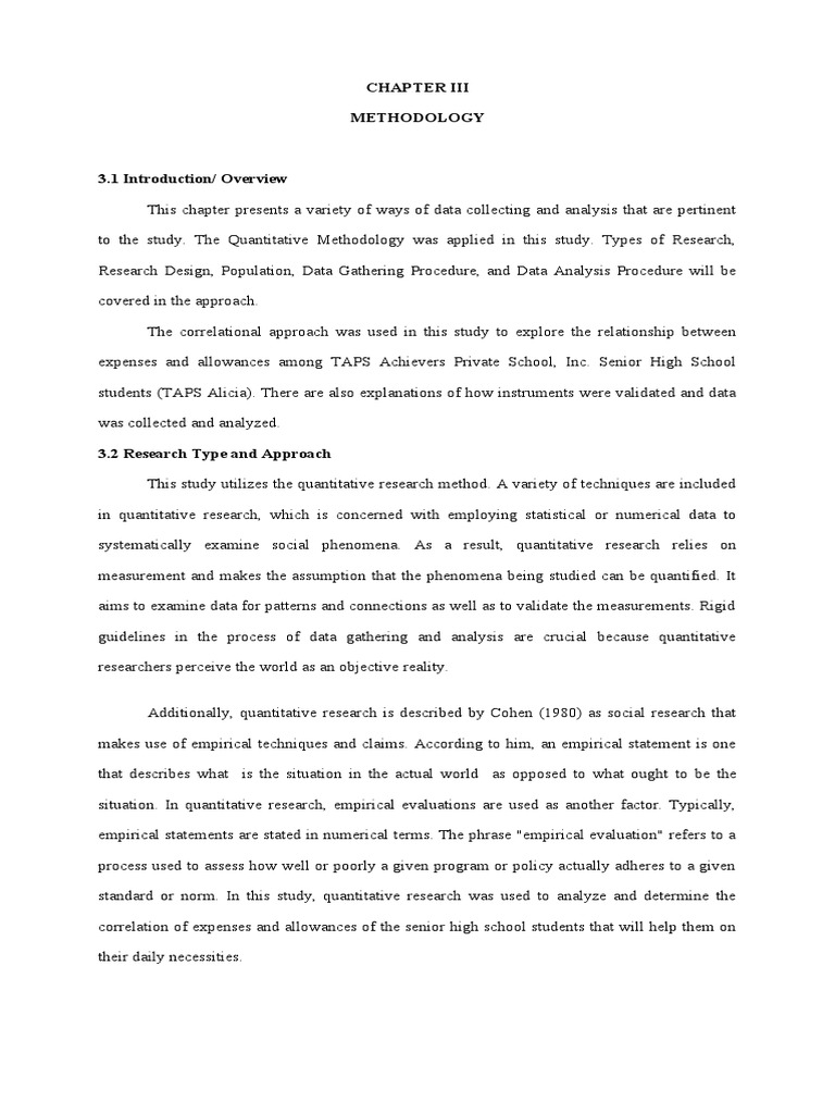 Correlation Between Expenses and Allowances of SHS Students | PDF | Quantitative Research ...