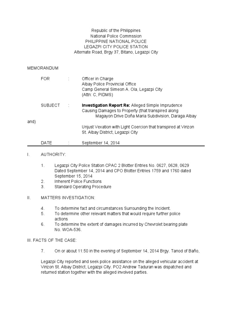 Investigation Report | Download Free PDF | Traffic | Road Transport