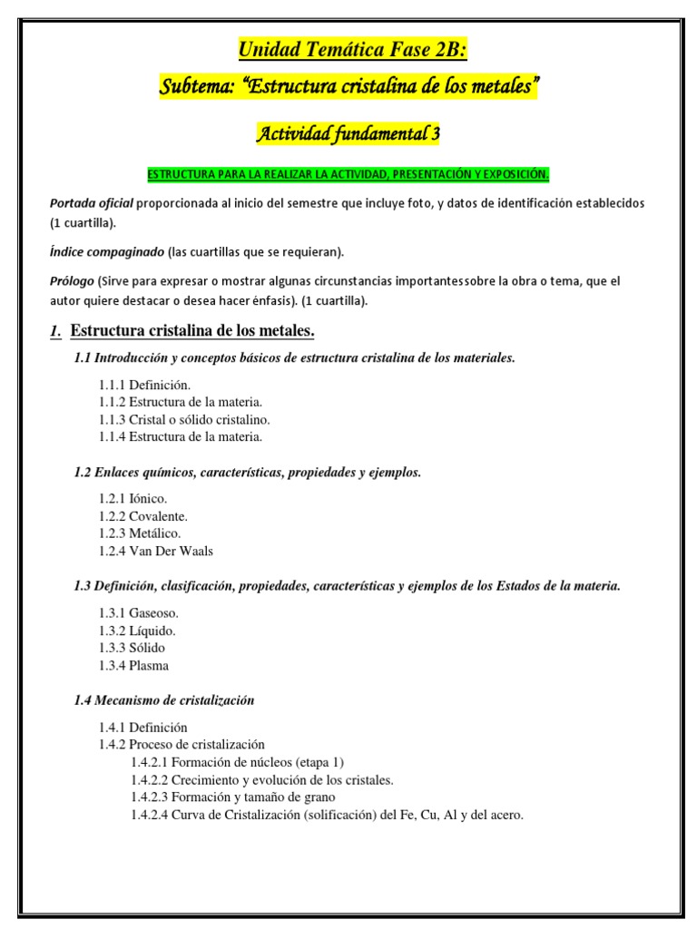 Índice 2B - Estructuras Cristalinas de Los Metales | PDF | Cristal ...