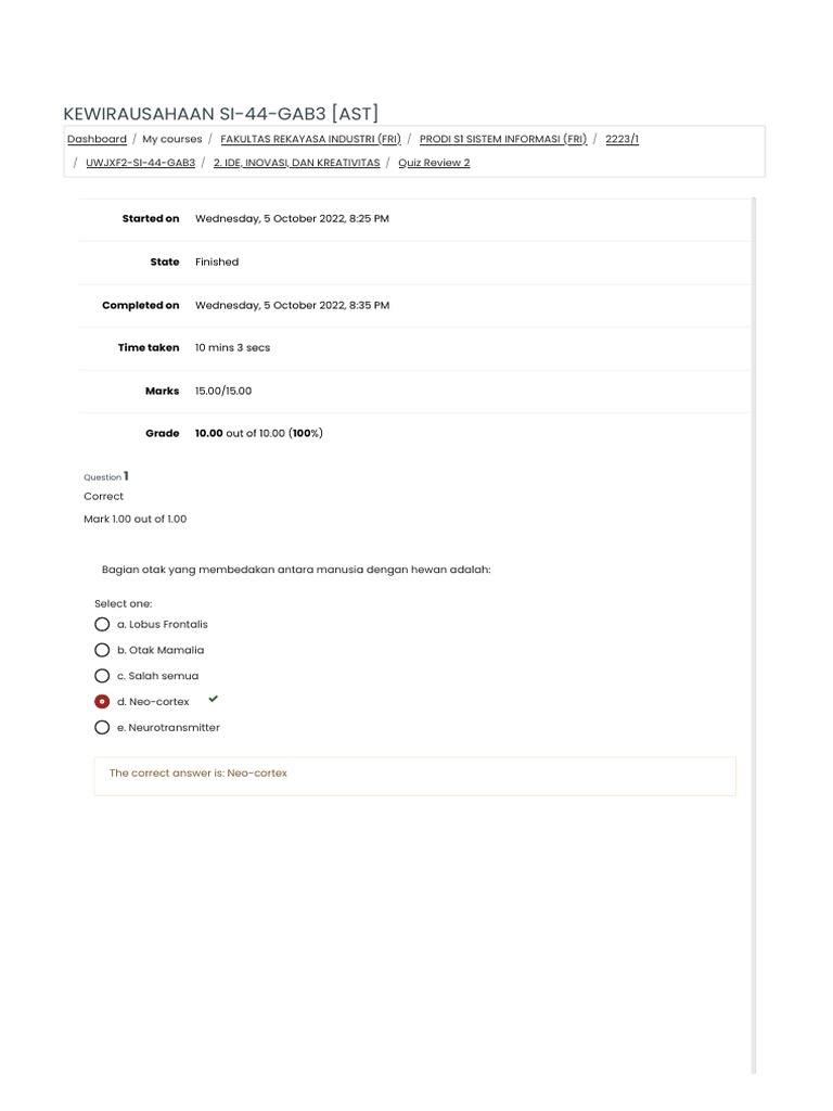 Quiz Review 2 KWU - Attempt Review | PDF