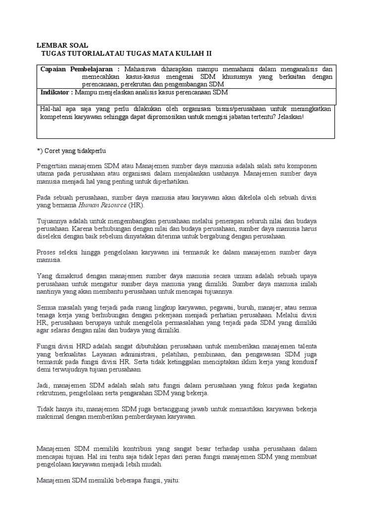 Tugas 2 Analisis Kasus Bisnis | PDF | Karier & Perkembangan | Bisnis