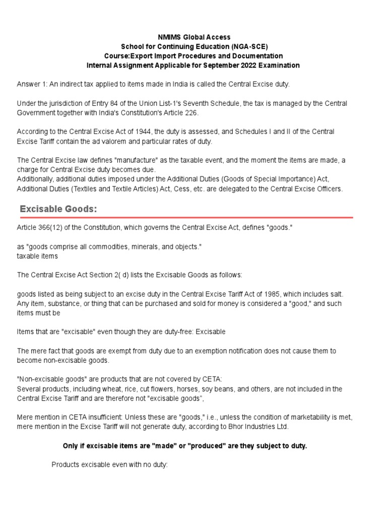 Export Import Procedures and Documentation | PDF | Pro Forma | Excise