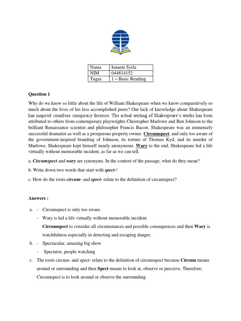 Tugas 1 Basic Reading - Isnaeni - 044814152 | PDF | Sound | Saint Patrick