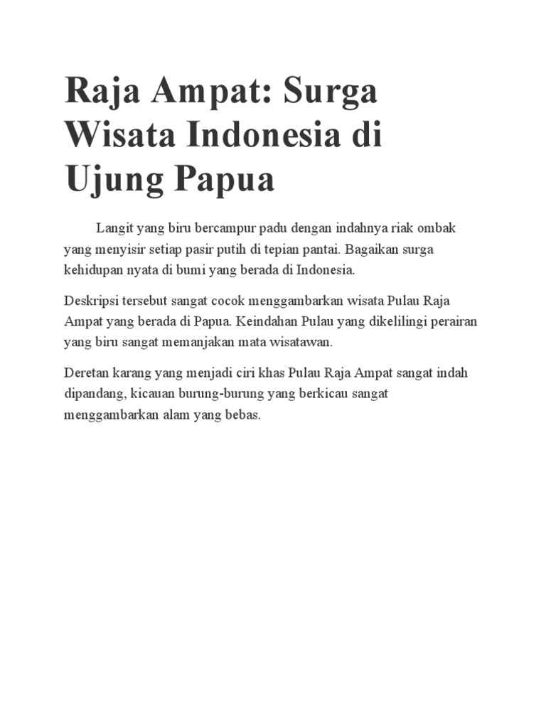 Raja Ampat | PDF | Perjalanan | Griya & Taman