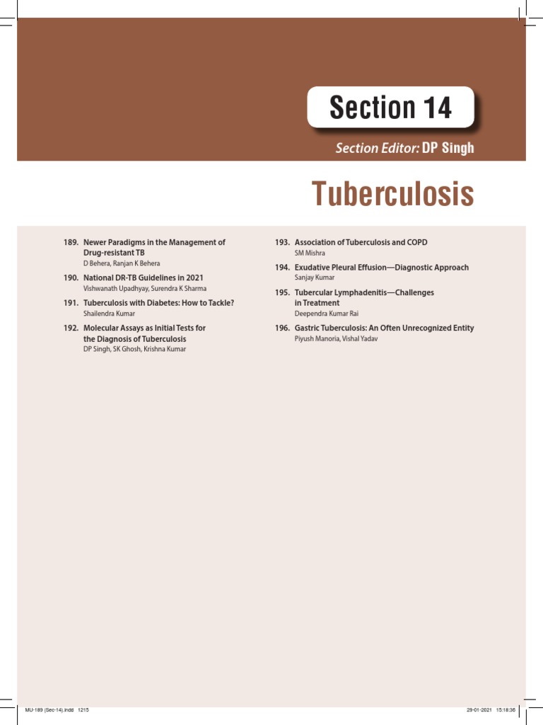 Medicine Update 2021 Section 14 | PDF | Tuberculosis | Medicinal Chemistry